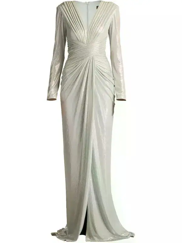 Tadashi Shoji Jonise Gown Silver Editorialist