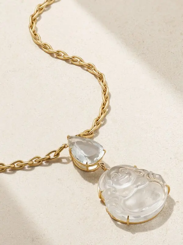 Jia Jia Happy Buddha Quartz 14k Necklace - Gold