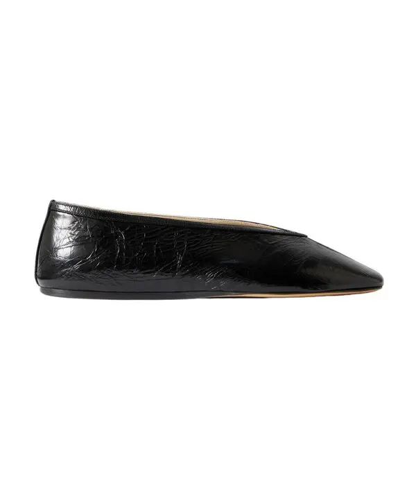 Le Monde Beryl Luna Crinkled-leather Ballet Flats - Black