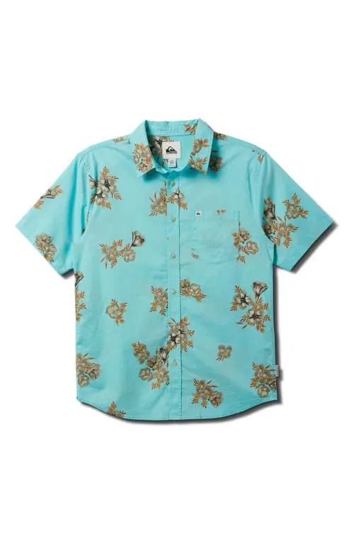 Quiksilver Habitats Classic Short Sleeve Button-up Shirt - Island Waters