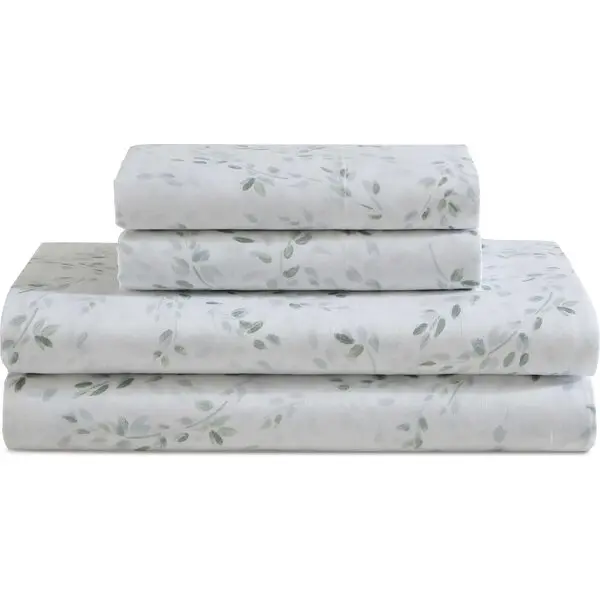 Calvin Klein Airy Botanical 300 Thread Count Sateen Sheet Set - Pale Green