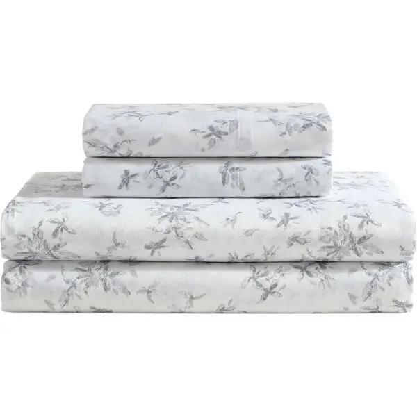 Calvin Klein Abstract Ditsy Floral 300 Thread Count Sateen Sheet Set - Grey