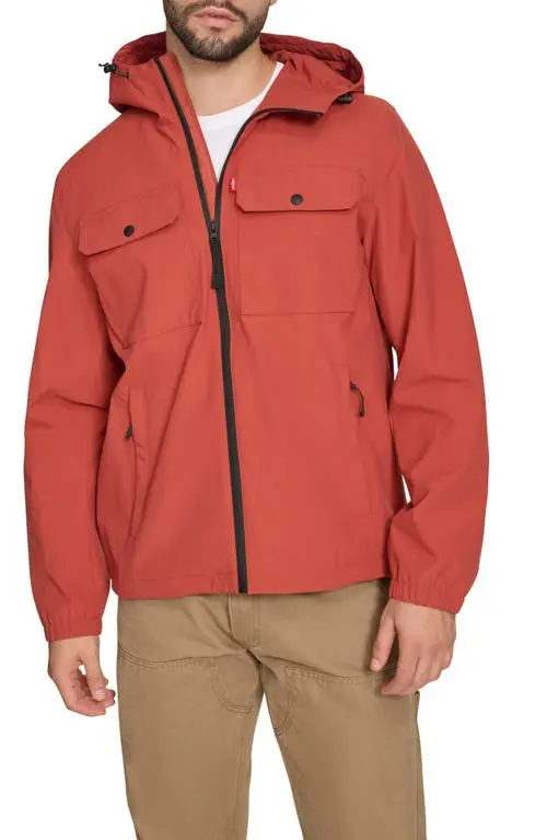 LEVI'S Hooded Rain Jacket - Barn Red