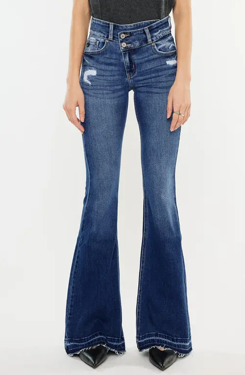 KANCAN High Rise Crossover Flare Jeans