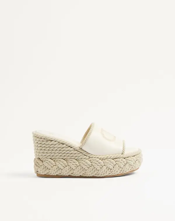 Valentino Garavani Vlogo Torchon Wedge Slides - Ivory