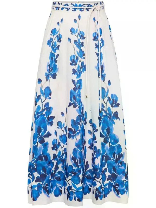 Rebecca Vallance Floral-motif Midi Skirt - White