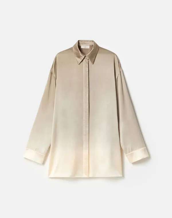 Lafayette 148 New York Dip Dye Print Silk Satin Shirt