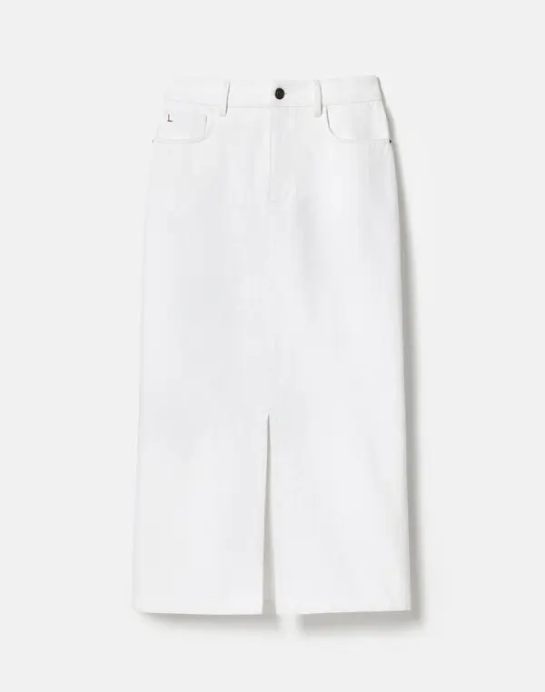 Lafayette 148 New York L148 Denim Midi Skirt - Washed Plaster