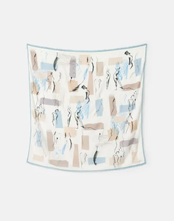 Lafayette 148 New York Sketchbook Print Cotton-silk Scarf - Paper Blue Multi