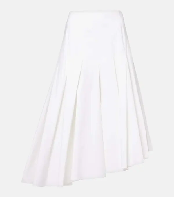 FFORME Rio Asymmetric Cotton Midi Skirt - White