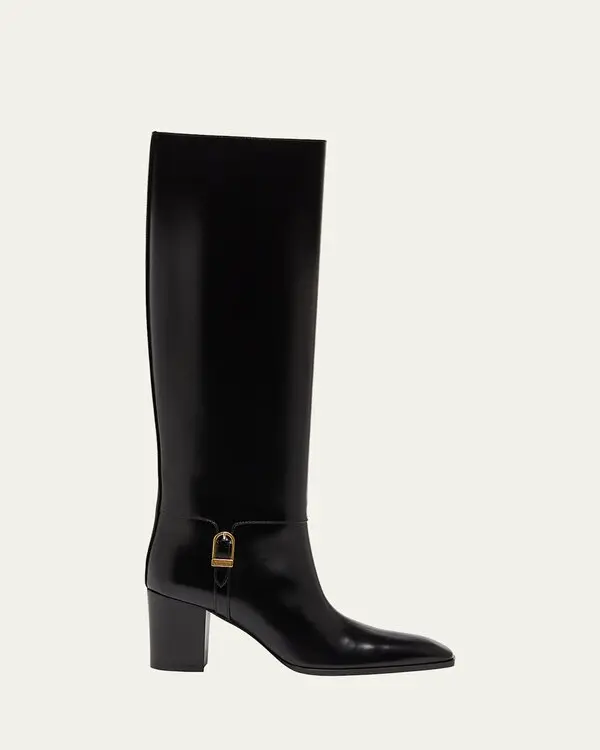 Saint Laurent Julia 75 Knee-high Leather Boots - Noir