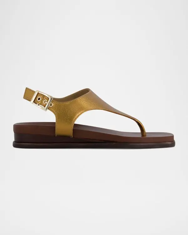 Bernardo Concord Metallic Leather Wedge Sandals - Bronze Metallic Glove Leather