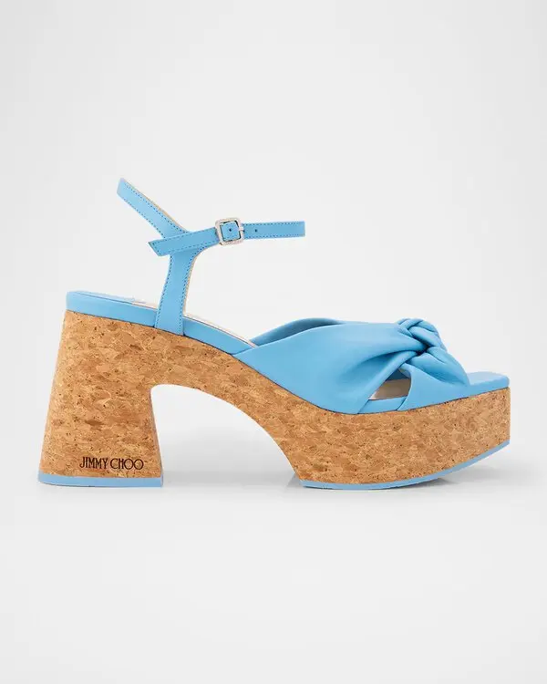 JIMMY CHOO Heloise Platform Sandals - Dusty Blue