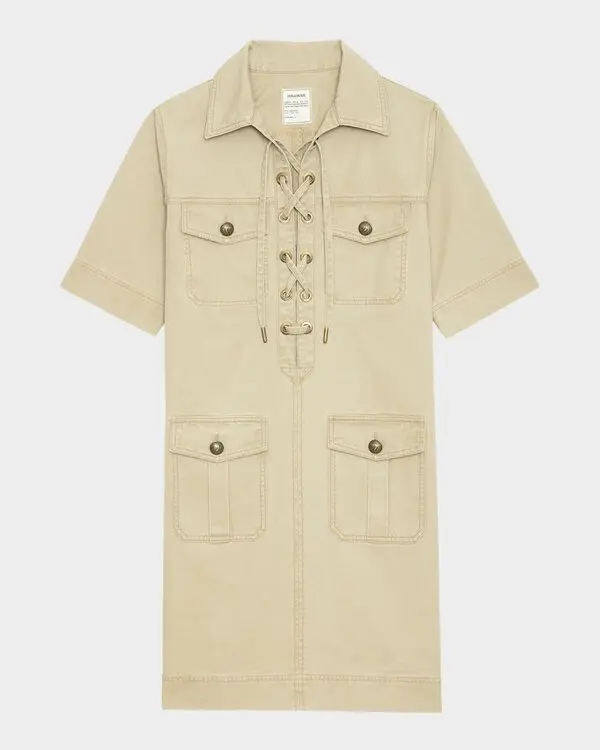 Zadig&Voltaire Record Lace-up Mini Dress - Latte