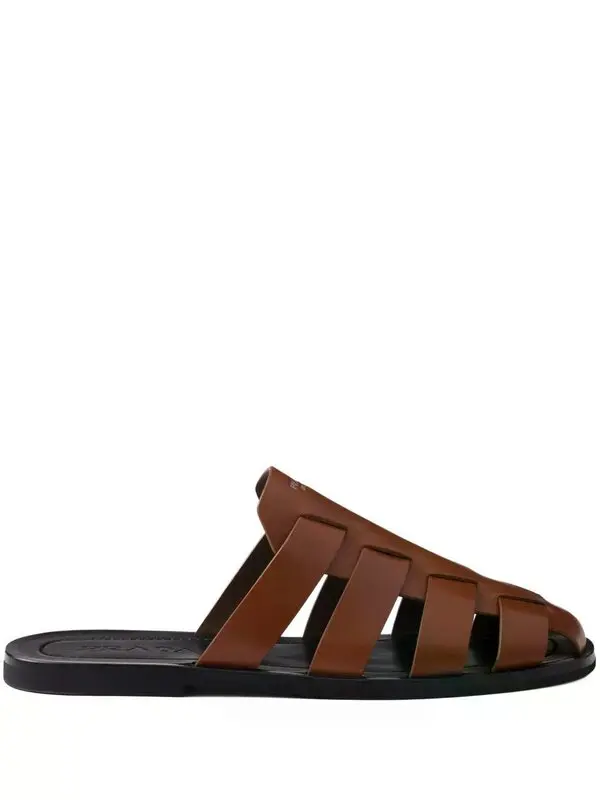 Prada Leather Fisherman Mules - Brown