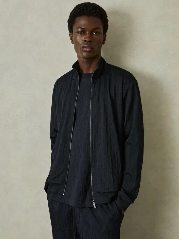 REISS Aksel Wave Jacquard Zip-through Jacket