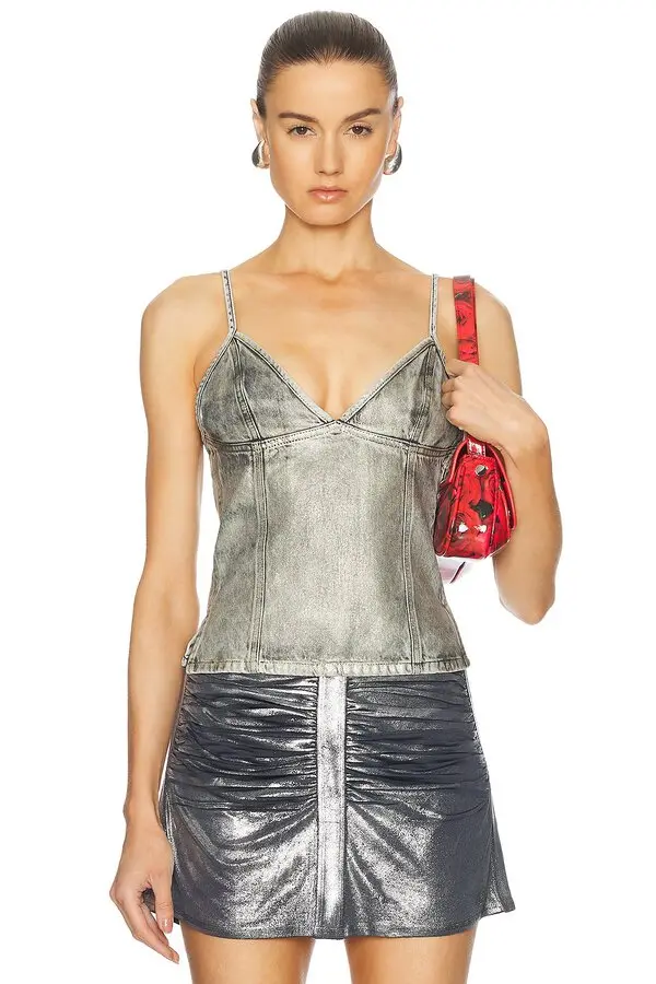 Diesel Denim Metallic Camisole Top - Silver Metallic