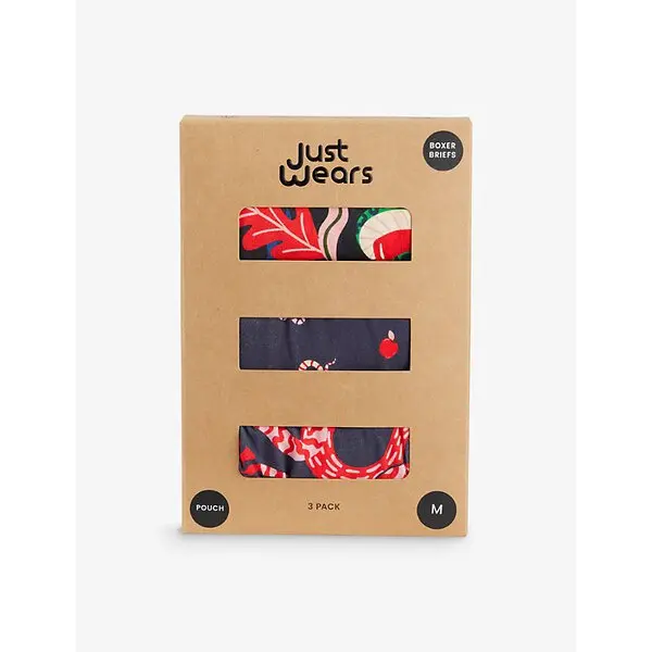 JUSTWEARS Printed Pouch Pack Of Three Stretch-modal Boxer Briefs