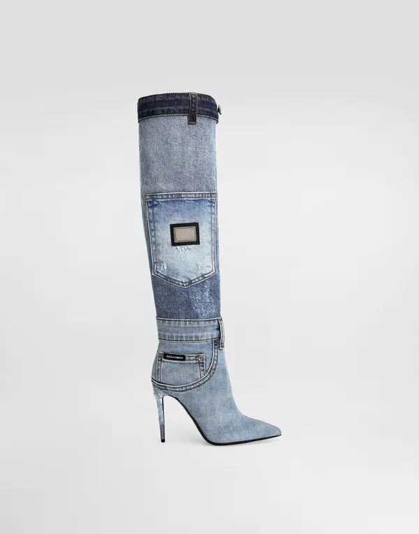 Dolce & Gabbana Patchwork Denim Boots