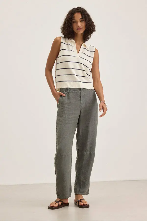 Velvet By Graham & Spencer Taylor Linen Pant - Gray