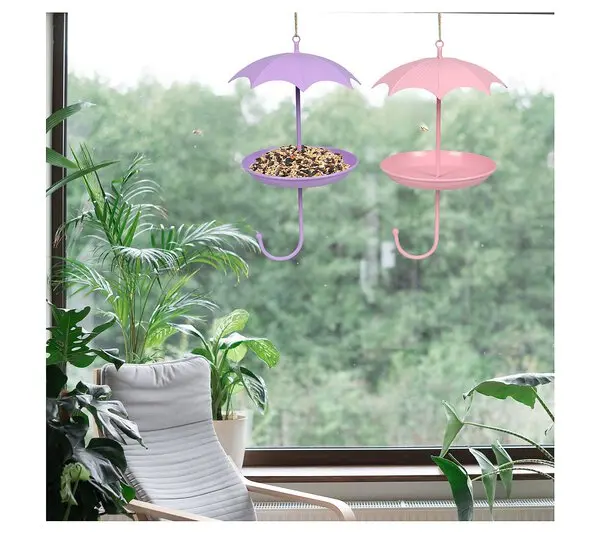 YOUNG'S INC. Young's Metal Umbrella Bird Feeder, Set Of 2