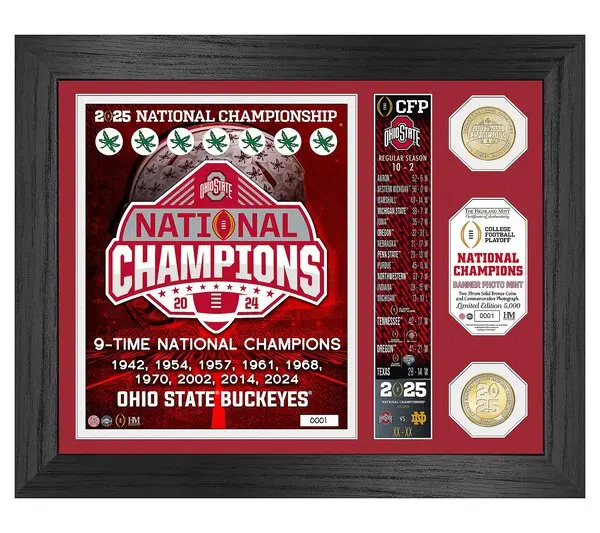 HIGHLAND MINT Ohio State 2025 Cfp Champ Photo A Nd Banner Frame