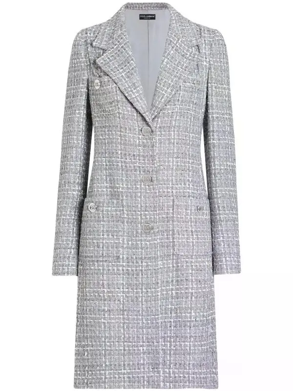 Dolce & Gabbana Tweed Coat - Grey