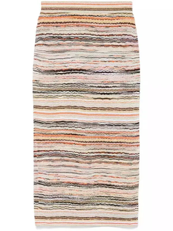 Missoni Wave-pattern Lamé Midi Skirt - Orange