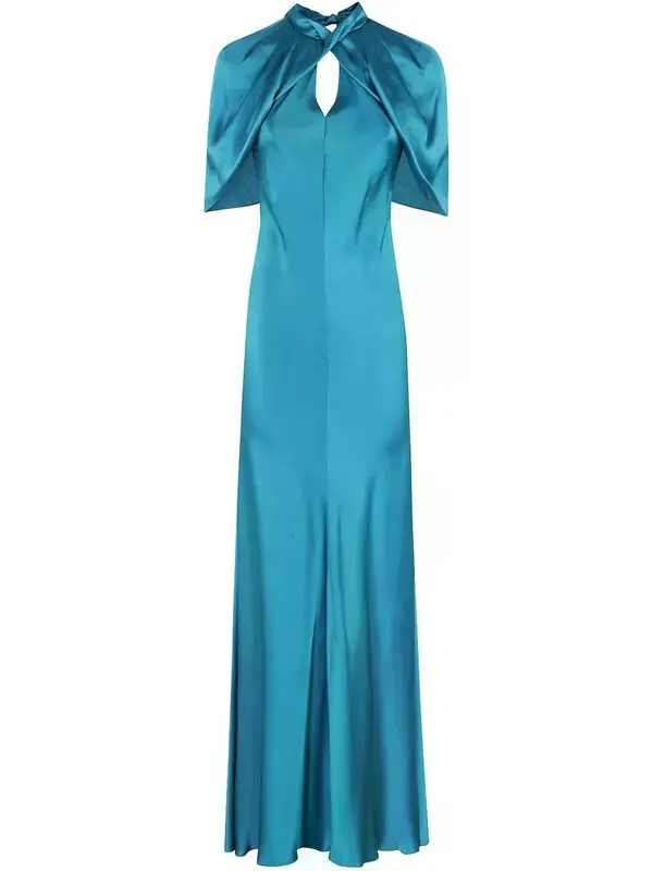 Alberta Ferretti Satin Maxi Dress - Blue