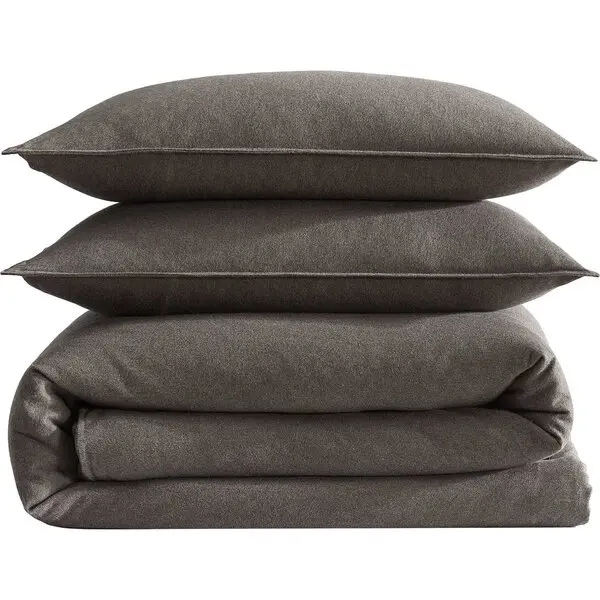 Calvin Klein Mélange Flannel Duvet Cover & Sham Set - Chocolate