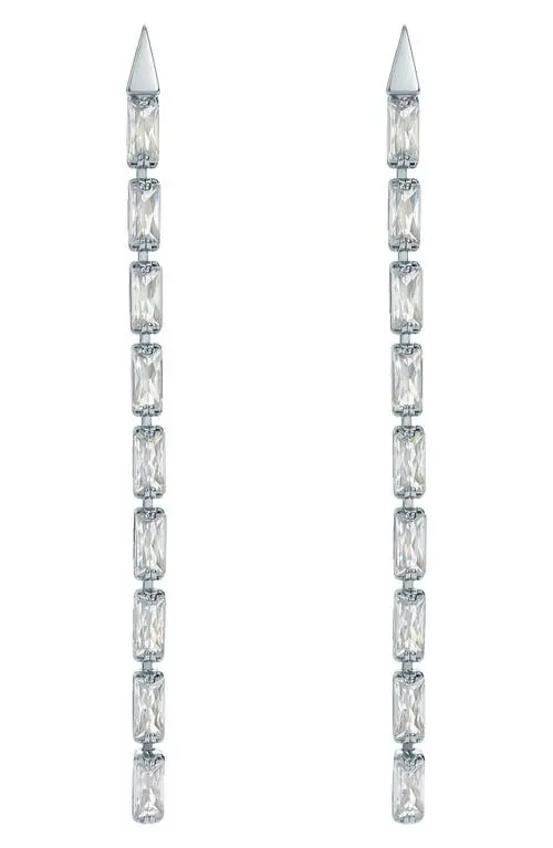 Ted Baker London Isalie Baguette Drop Earrings - Silver Tone/ Clear Crystal