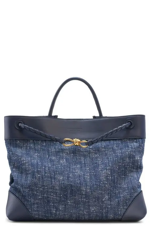 Bottega Veneta Large Andiamo Bouclé & Leather Tote - 8768 Navy-white/ Space-mb
