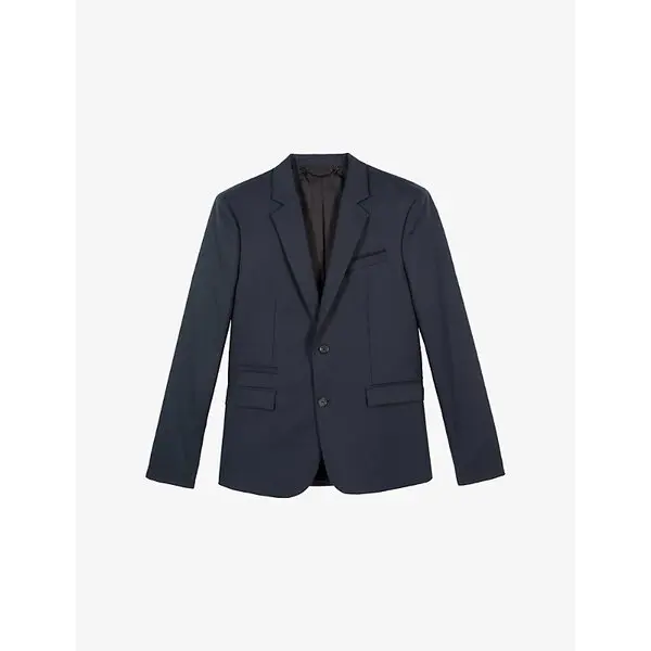 The Kooples Notched-lapel Single-breasted Wool Blazer - Blue Petrol
