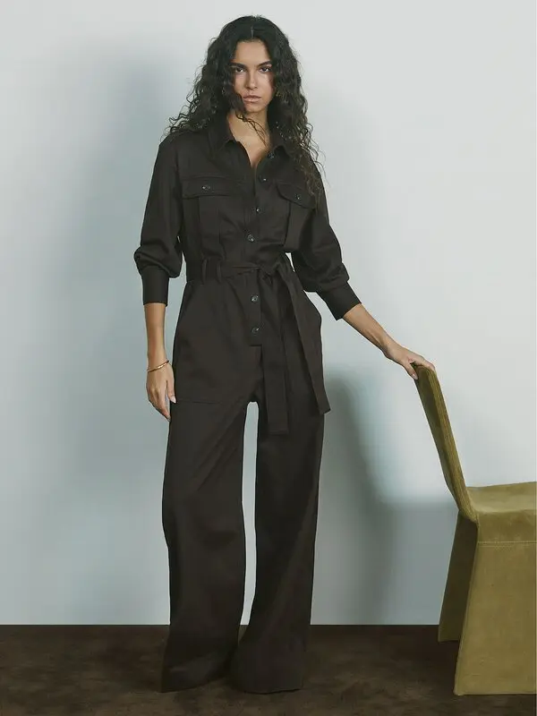 REISS Anais Utility Jumpsuit - Burgundy