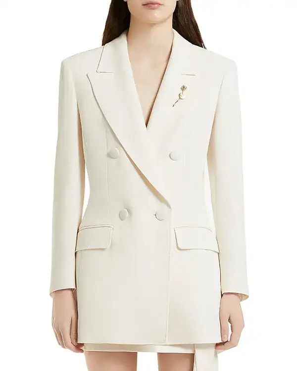 Marella Structured Cady Crepe Blazer White 50% Off Editorialist