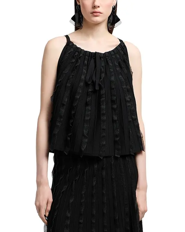 Emporio Armani Sleeveless Tent Top With Ruffle Detail