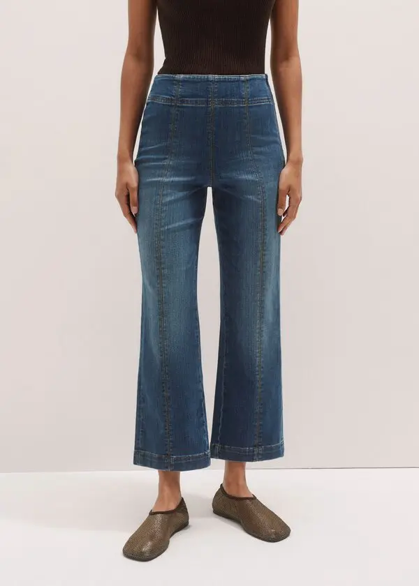 ME+EM Kick Flare Crop Travel Jean - Mid Wash