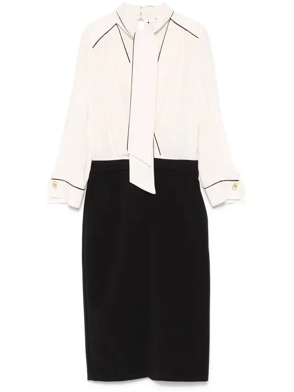 Elisabetta Franchi Georgette Crepe Midi Dress - Beige