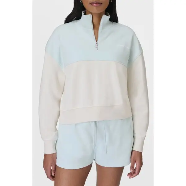 Sweaty Betty Revive Colorblock Half Zip Sweatshirt - Day Break Blue