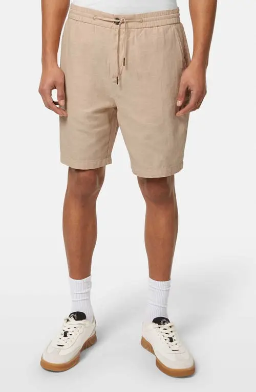 Scotch & Soda Flat Front Slub Cotton & Linen Twill Bermuda Shorts - Soft Camel