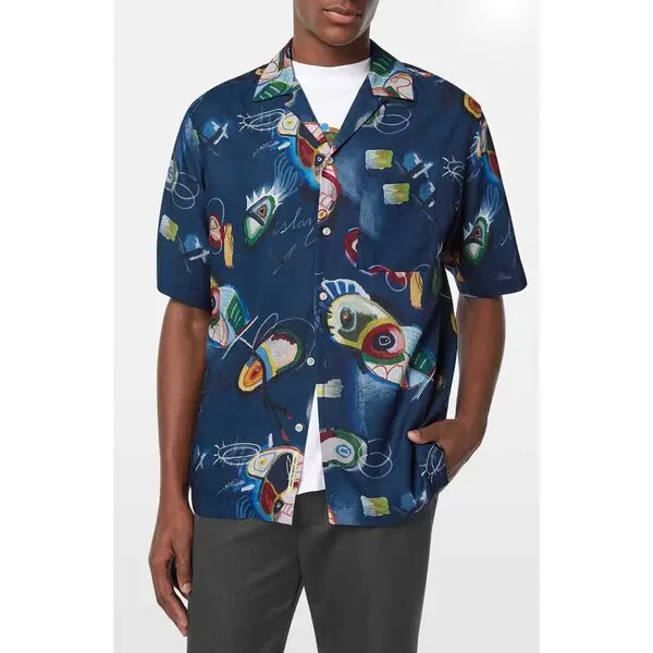 Scotch & Soda Abstract Print Lyocell Camp Shirt - Abstract Island Nigh