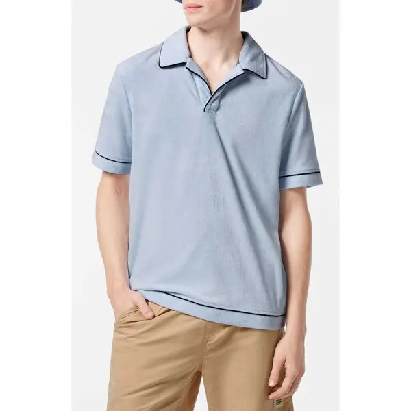 Scotch & Soda Towelling Cotton Terry Polo - Light Shirting Blue
