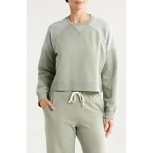 Marine Layer Cloud Nine Mixed Media Cotton-blend Cropped Sweatshirt