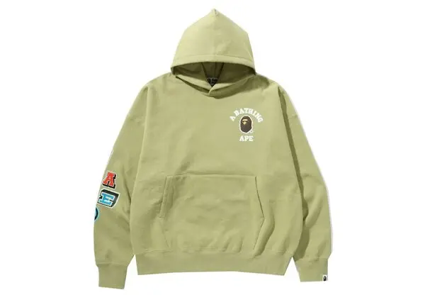 BAPE Fonts Loose Fit Pullover Hoodie - Beige