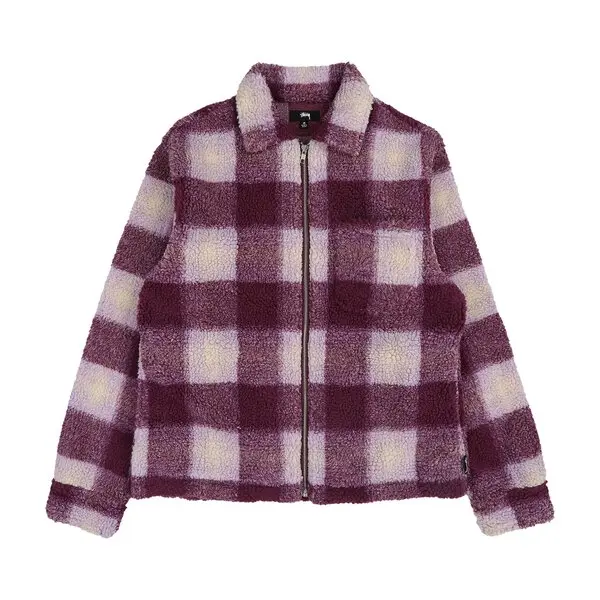 StÜssy Shadow Plaid Zip Sherpa - Red