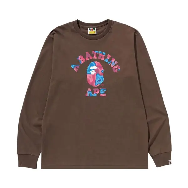 BAPE Liquid Camo College Long-sleeve Tee - Brown