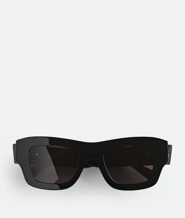 Bottega Veneta Ultrathin Square Frame Sunglasses - Black/black/grey