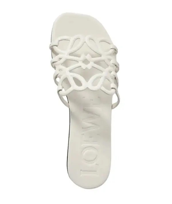 Loewe Petal Anagram Leather Slides - White