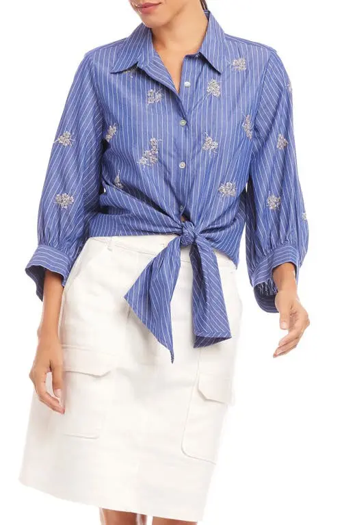 Karen Kane Embellished Tie-front Button-up Shirt