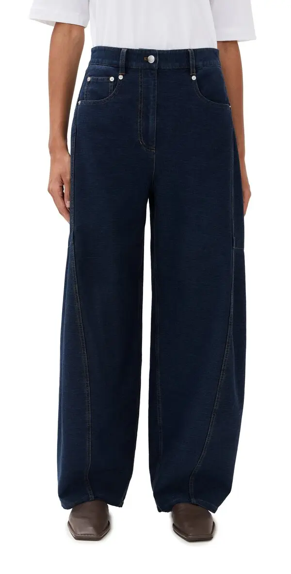Tibi Barre Denim Knit Sid Jeans - Indigo